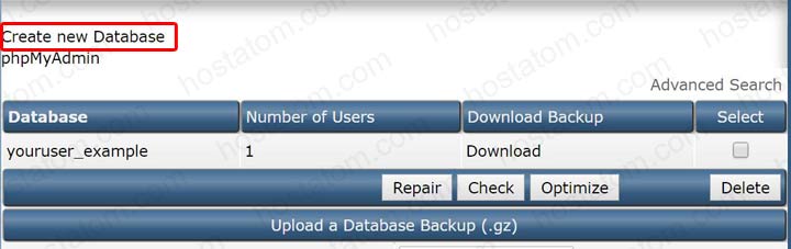 วิธีการสร้างฐานข้อมูล - HostAtom Knowledge Base