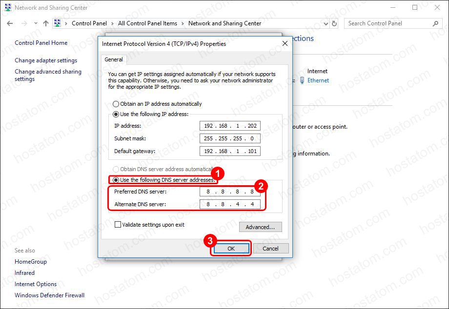 วิธีเปลี่ยนมาใช้ Google Public DNS - HostAtom Knowledge Base