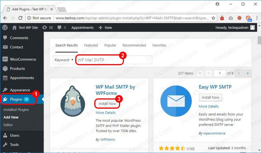 การตั้งค่าการส่ง E-Mail ด้วย SMTP ให้กับ WordPress – HostAtom Knowledge Base