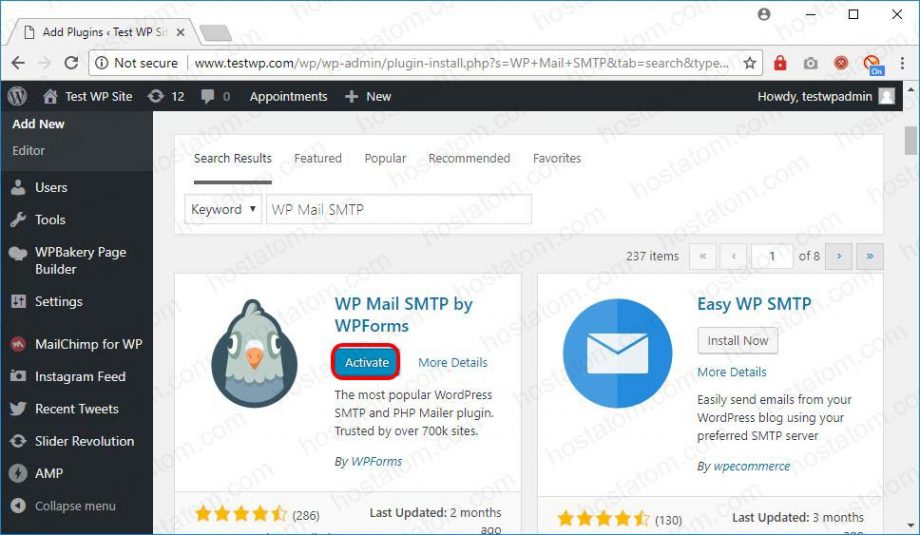การตั้งค่าการส่ง E-Mail ด้วย SMTP ให้กับ WordPress – HostAtom Knowledge Base