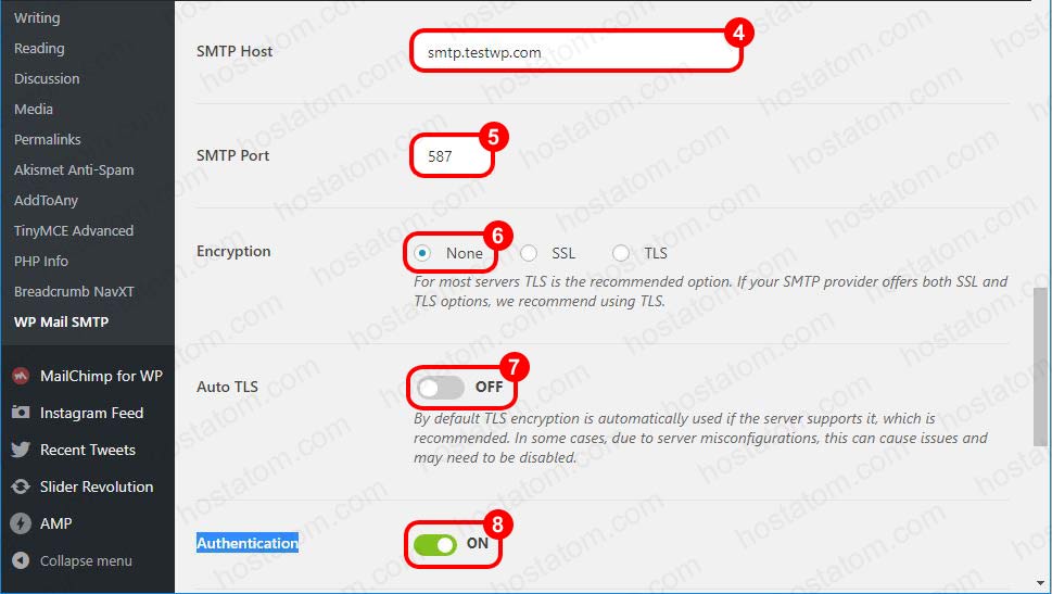 การตั้งค่าการส่ง E-Mail ด้วย SMTP ให้กับ Wordpress - HostAtom Knowledge Base