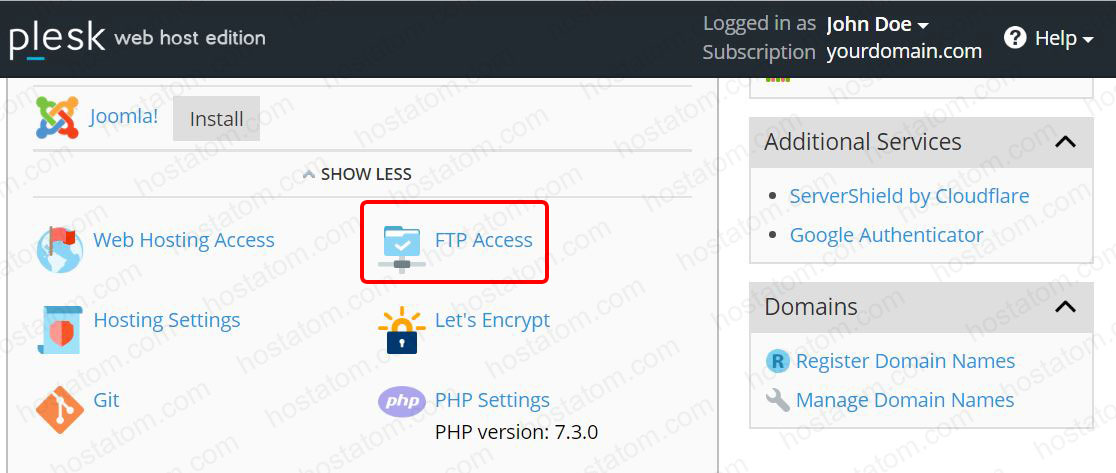 วิธีการเพิ่ม ลบ และแก้ไข FTP account ใน plesk - HostAtom Knowledge Base