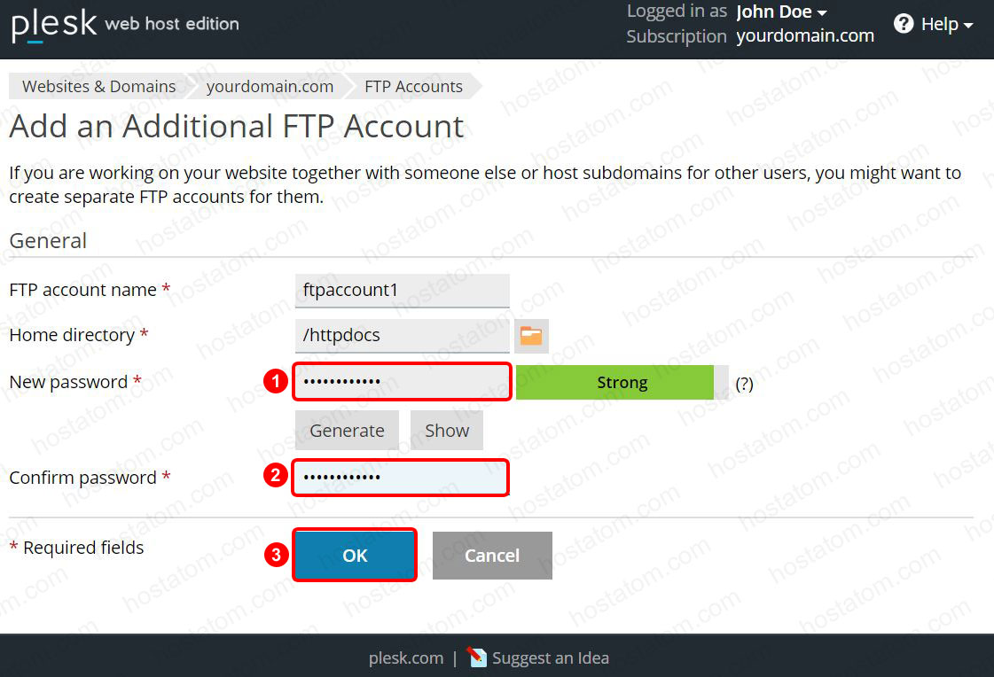 วิธีการเพิ่ม ลบ และแก้ไข FTP account ใน plesk - HostAtom Knowledge Base