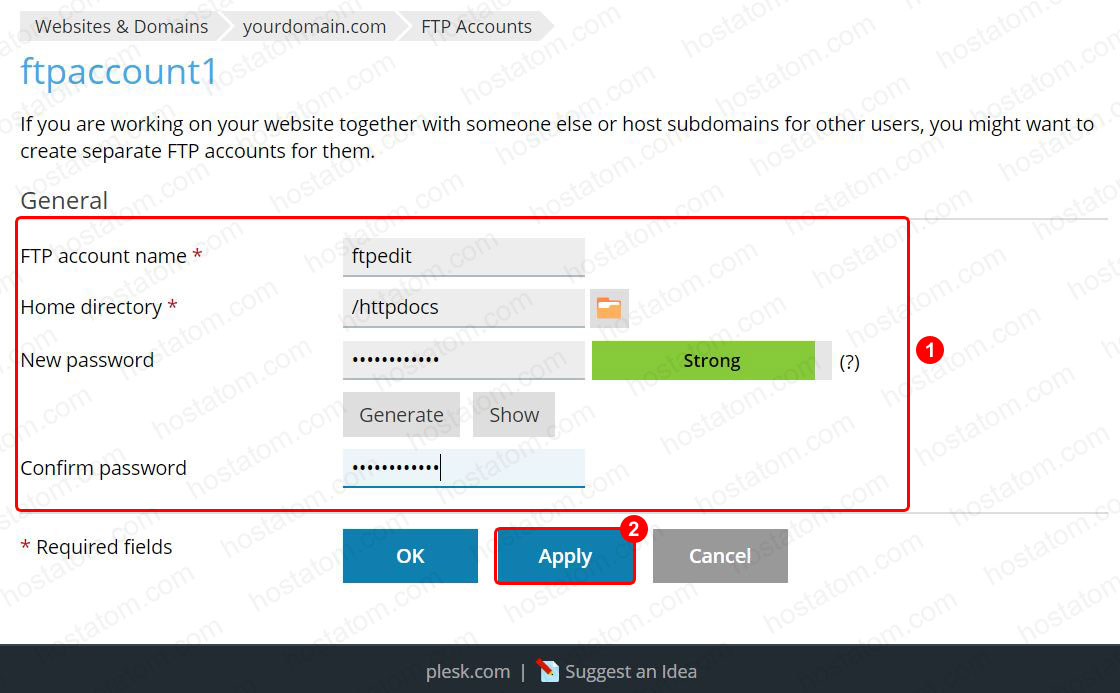 วิธีการเพิ่ม ลบ และแก้ไข FTP account ใน plesk - HostAtom Knowledge Base