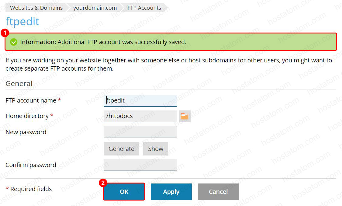 วิธีการเพิ่ม ลบ และแก้ไข FTP account ใน plesk - HostAtom Knowledge Base