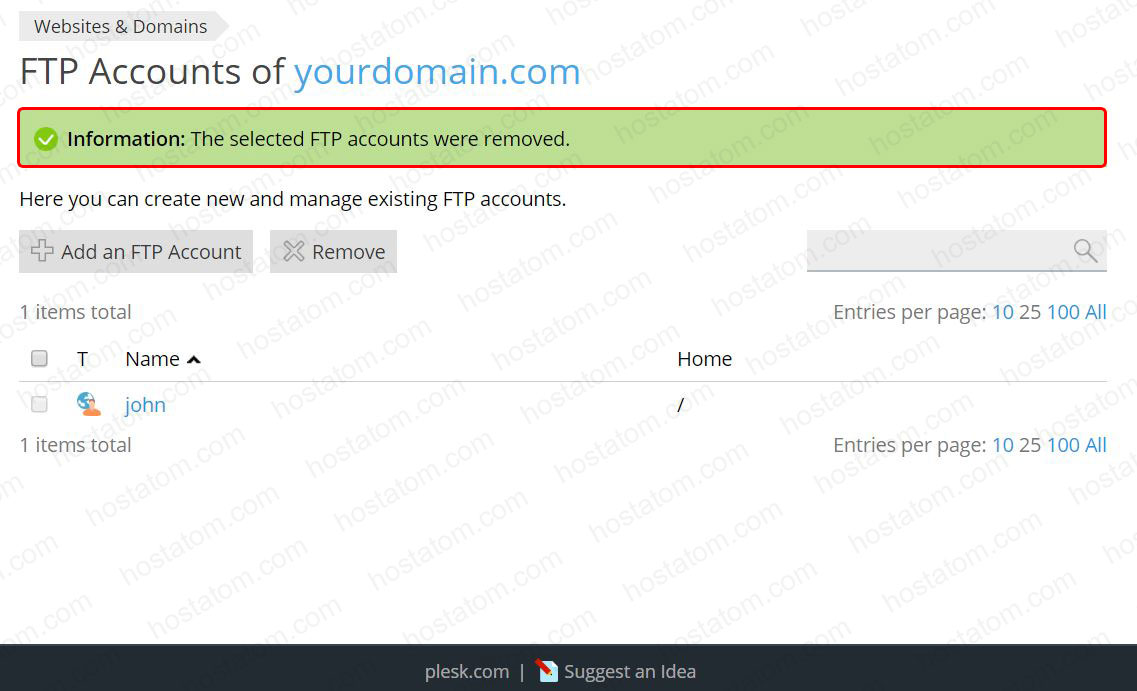 วิธีการเพิ่ม ลบ และแก้ไข FTP account ใน plesk - HostAtom Knowledge Base