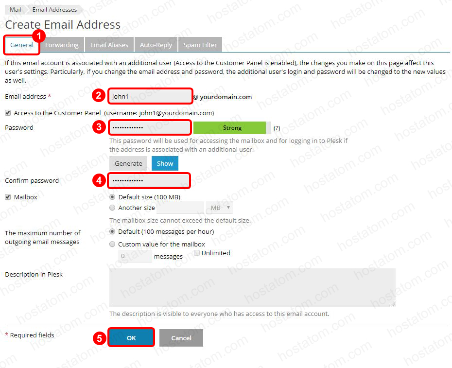 วิธีการสร้างบัญชีผู้ใช้งาน E-Mail ใน plesk - HostAtom Knowledge Base