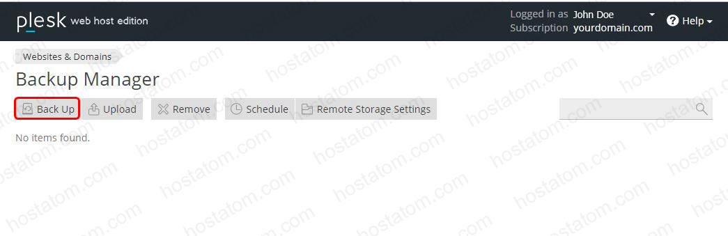 วิธีการ backup ข้อมูลใน plesk - HostAtom Knowledge Base