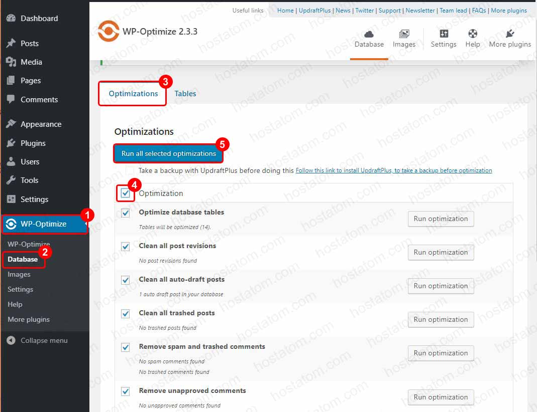 วิธีเพิ่มความเร็วให้ Wordpress โดยการ Optimize Database - HostAtom Knowledge Base