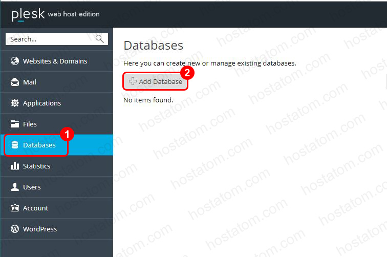 วิธีการสร้าง database ใน Plesk - HostAtom Knowledge Base