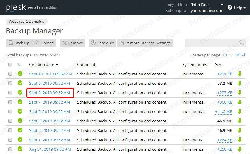 วิธีการ Restore ข้อมูล Backup บน Plesk - HostAtom Knowledge Base