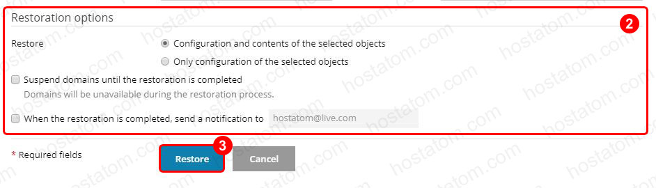 วิธีการ restore ข้อมูล backup บน Plesk - HostAtom Knowledge Base