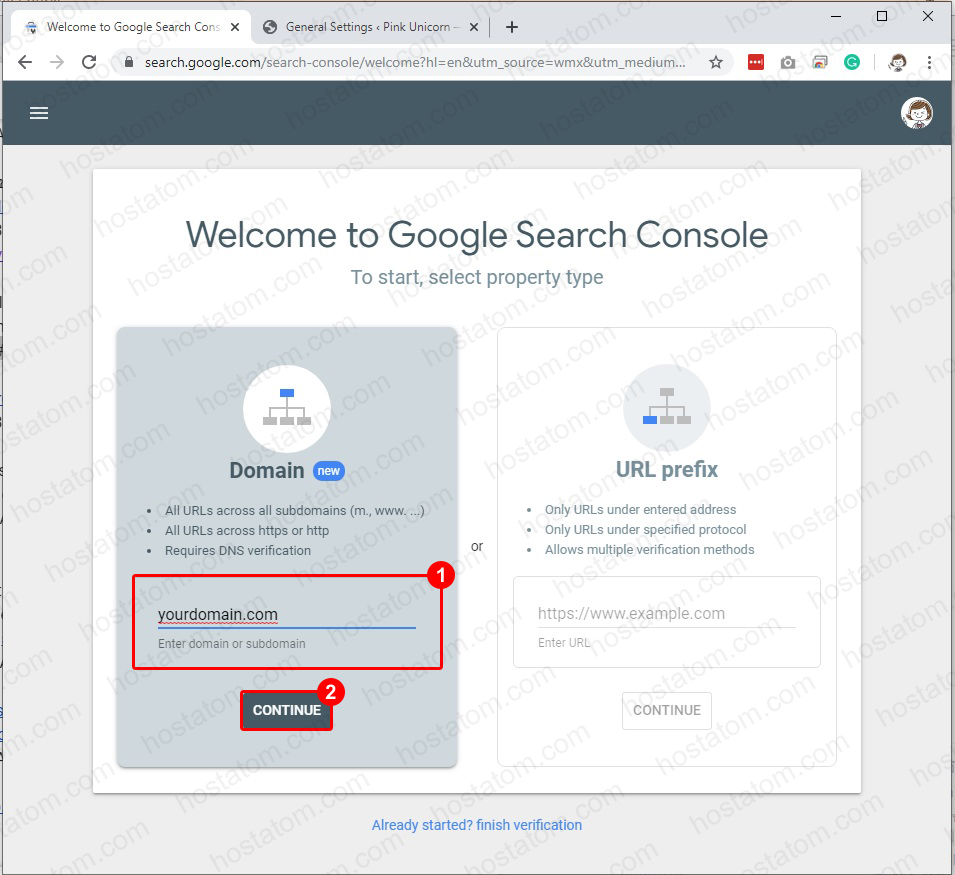 วิธีเพิ่มเว็บไซต์เข้า Google Search Console - HostAtom Knowledge Base