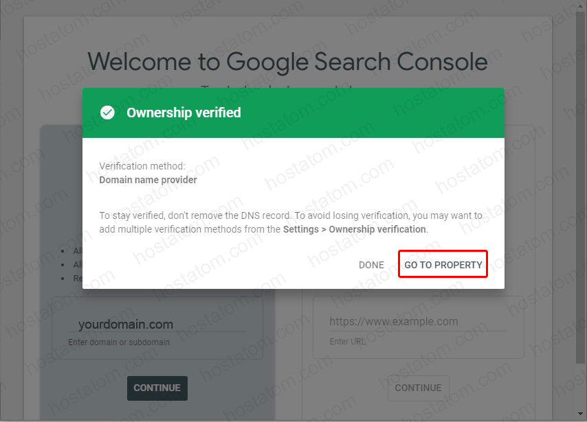 วิธีเพิ่มเว็บไซต์เข้า Google Search Console - HostAtom Knowledge Base