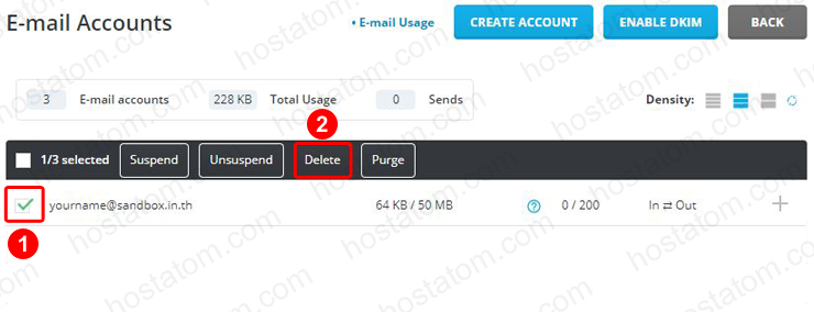 วิธีการลบบัญชี E-Mail - HostAtom Knowledge Base