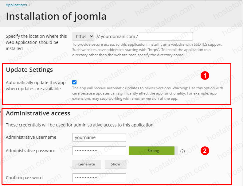 การติดตั้ง Joomla บน Plesk - HostAtom Knowledge Base