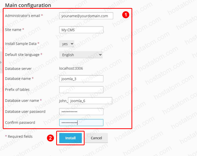 การติดตั้ง Joomla บน Plesk - HostAtom Knowledge Base