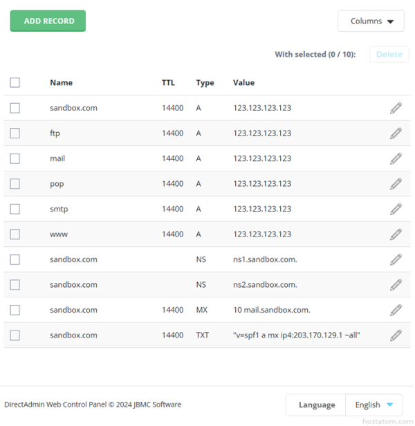 วิธีตรวจสอบค่า DNS ใน DirectAdmin - hostatom Knowledge Base