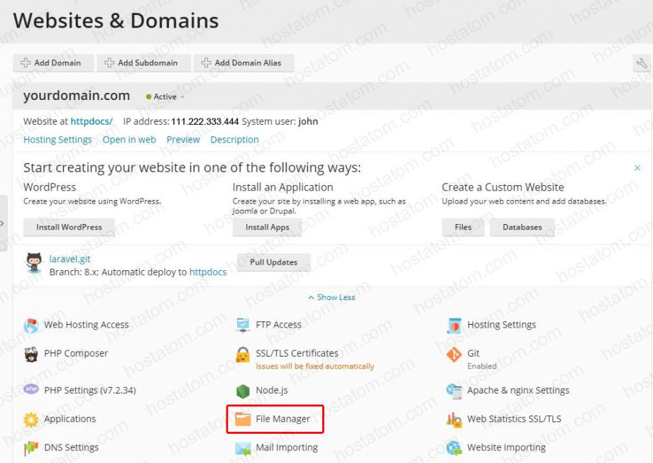 วิธีติดตั้ง Laravel บน Plesk - hostatom Knowledge Base