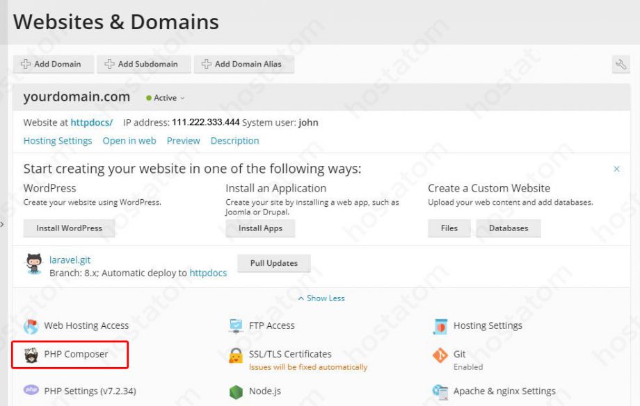 วิธีติดตั้ง Laravel บน Plesk - hostatom Knowledge Base