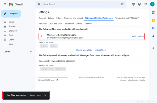 วิธีตั้งค่า forward mail ใน Gmail - hostatom Knowledge Base