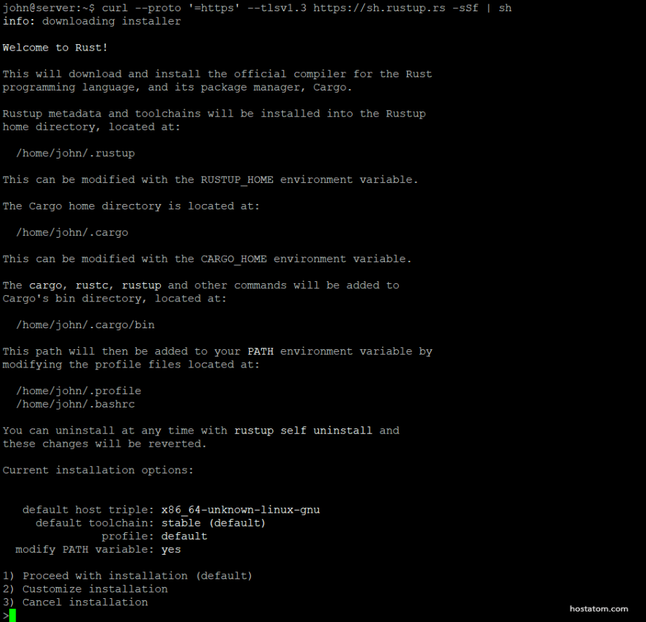 วิธีการติดตั้ง Rust บน Ubuntu 20.04 - hostatom Knowledge Base